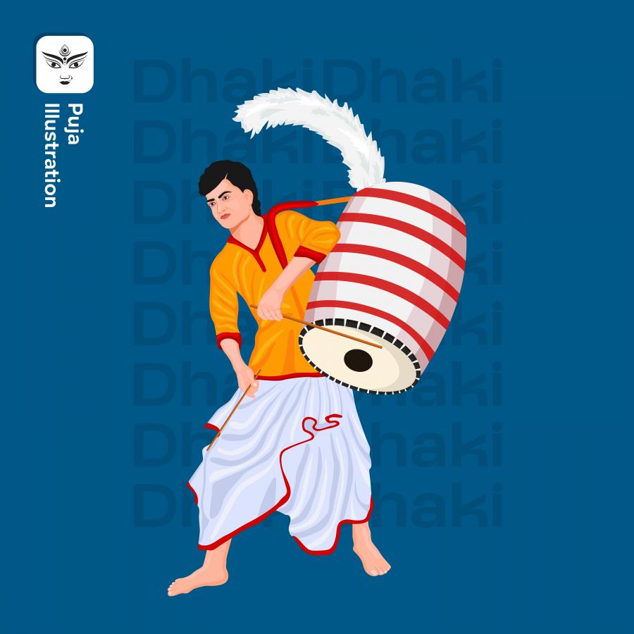 Posterit - Durga Puja Dhaki PNG | PSD | Vecto